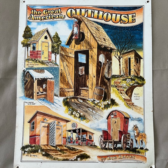 Art | The Great American Outhouse Vintage Metal Sign By Bob Bates ...